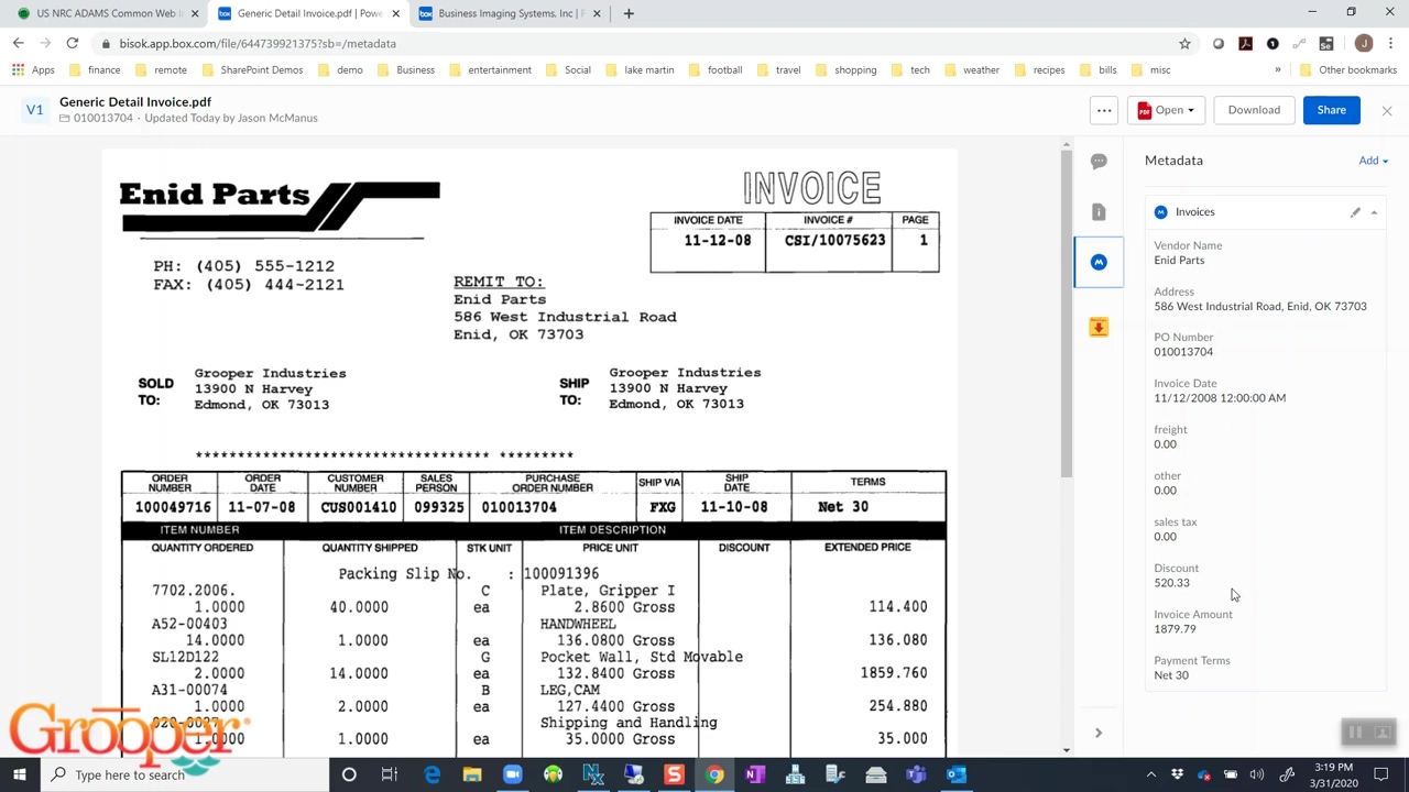 Invoice Processing with Grooper and Box